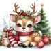 Set of 3 Cute Festive Baby Reindeer PNG Digital Clipart Christmas ...