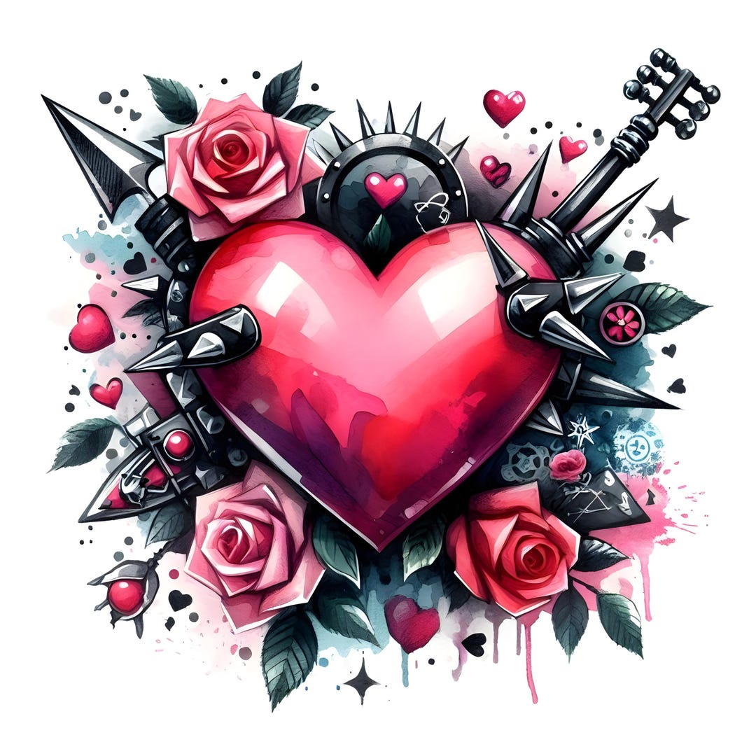 Punk Heart PNG Set: Edgy Valentine Tattoo Designs (digital Download) - Etsy
