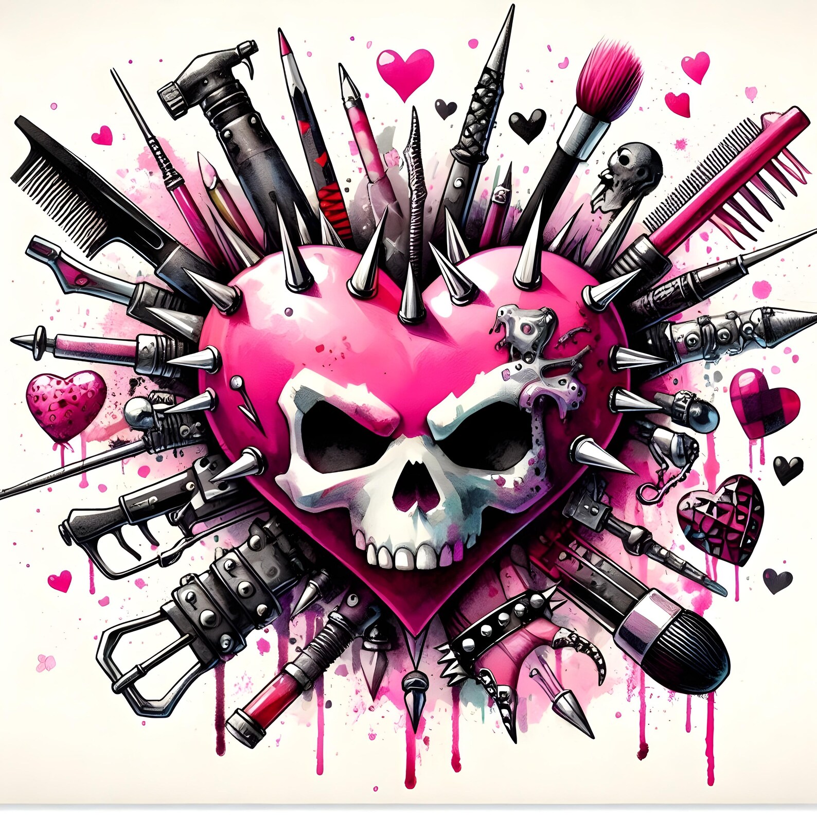 Punk Heart PNG Set: Edgy Valentine Tattoo Designs (digital Download) - Etsy