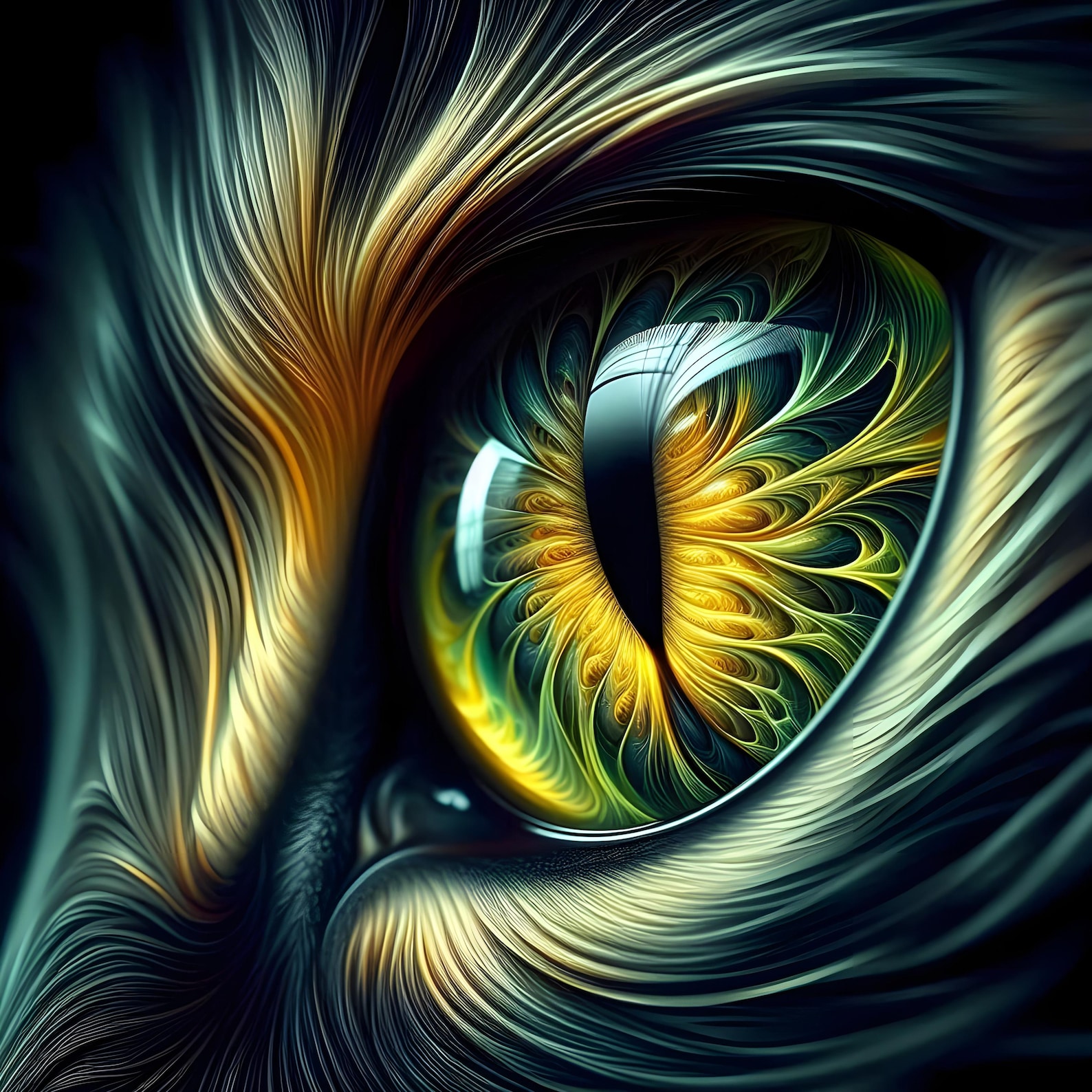 Digital Abstract Cat Eye Art - PNG | Mystical & Vibrant Feline Eye ...