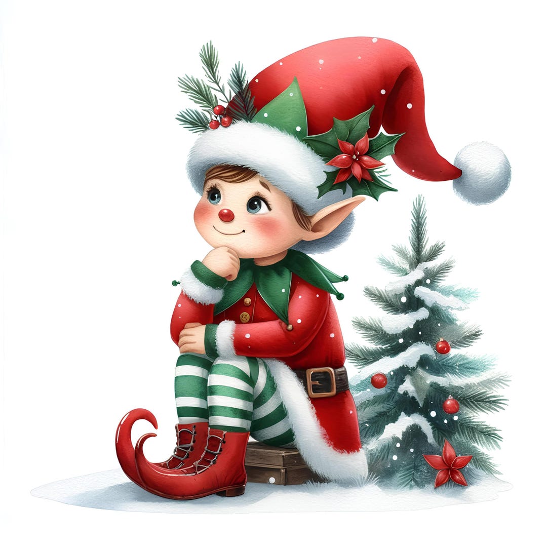 Cute Christmas Elf PNG - Digital Download | Holiday Clipart | Festive ...