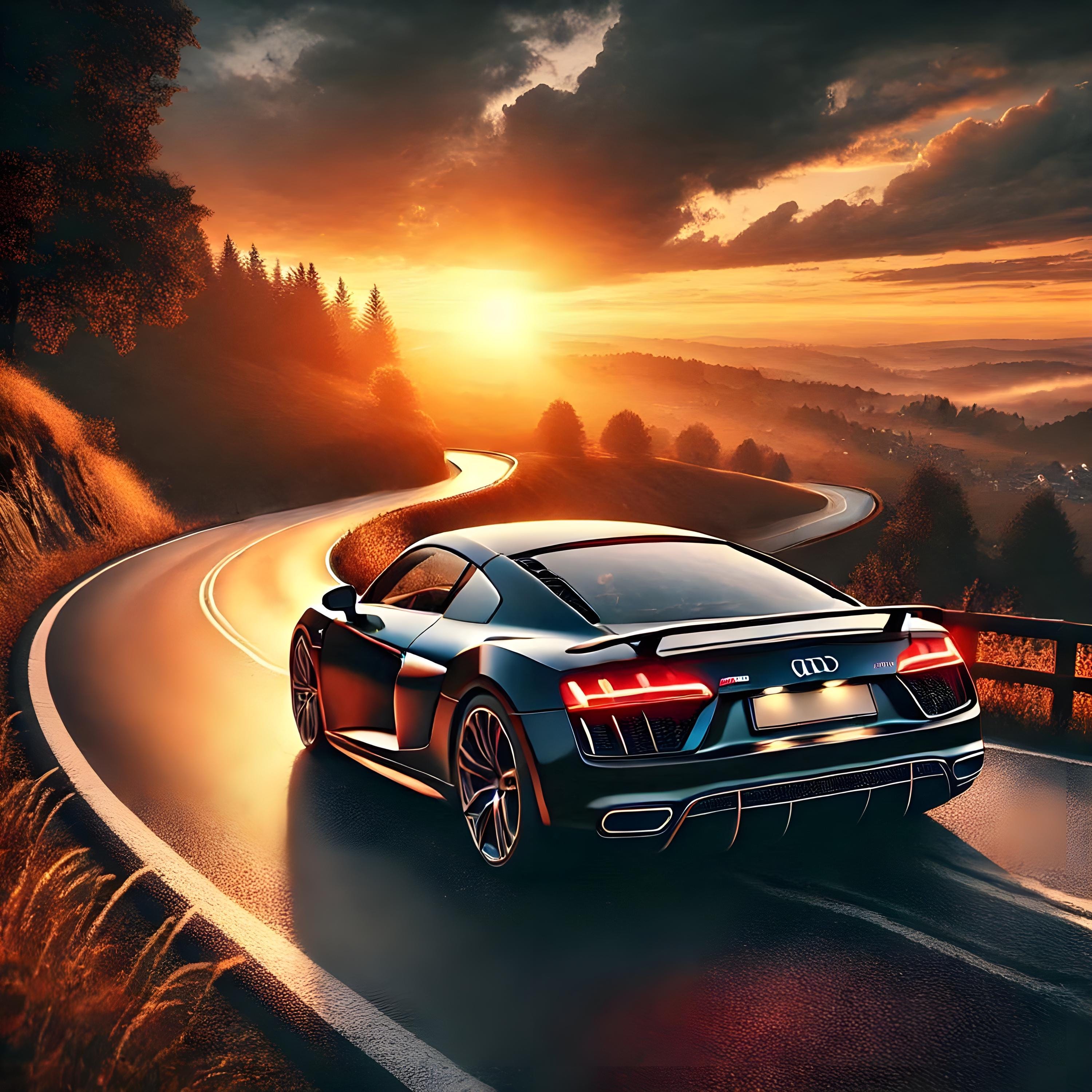 Stunning Audi R8 Supercar Sunset PNG Set – 4 High-quality Images for ...