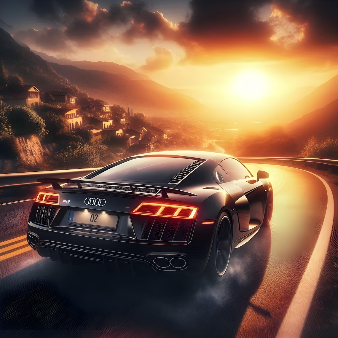 Stunning Audi R8 Supercar Sunset PNG Set – 4 High-quality Images for ...