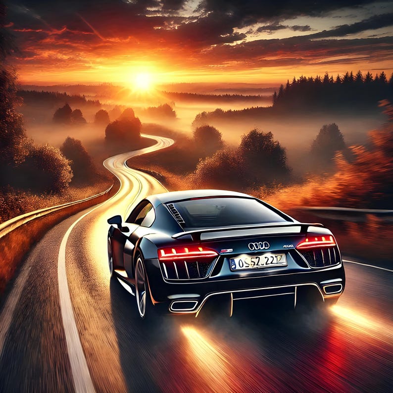 Stunning Audi R8 Supercar Sunset PNG Set – 4 High-quality Images for ...