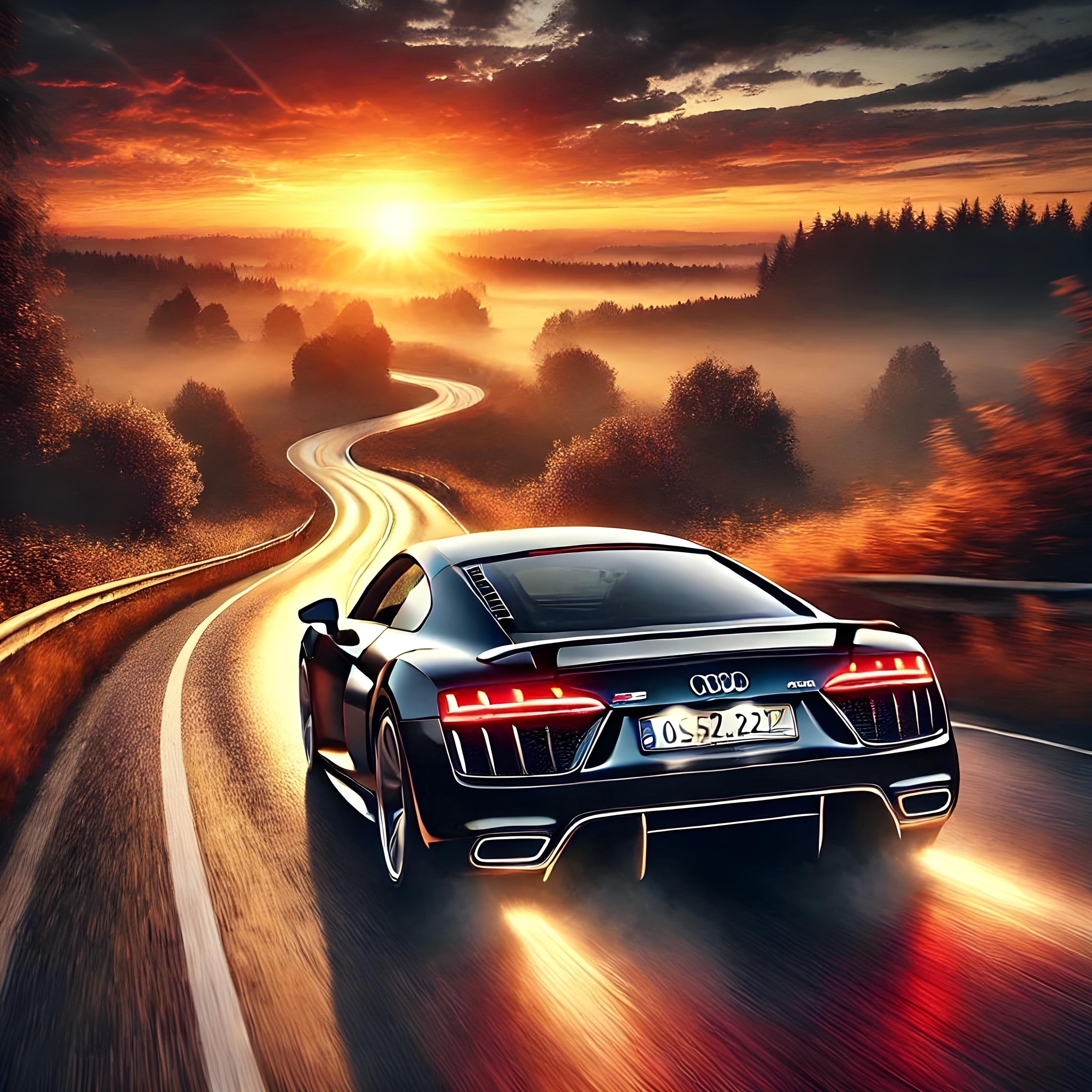 Stunning Audi R8 Supercar Sunset PNG Set – 4 High-quality Images for ...
