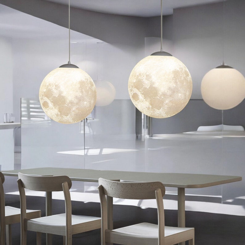 Large Hanging Moon Lamp 3D Printed Moon Lamp 300mm Moon Lamp With ...