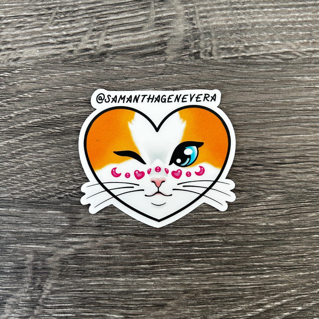 Bedazzled Kitty Sticker - Etsy