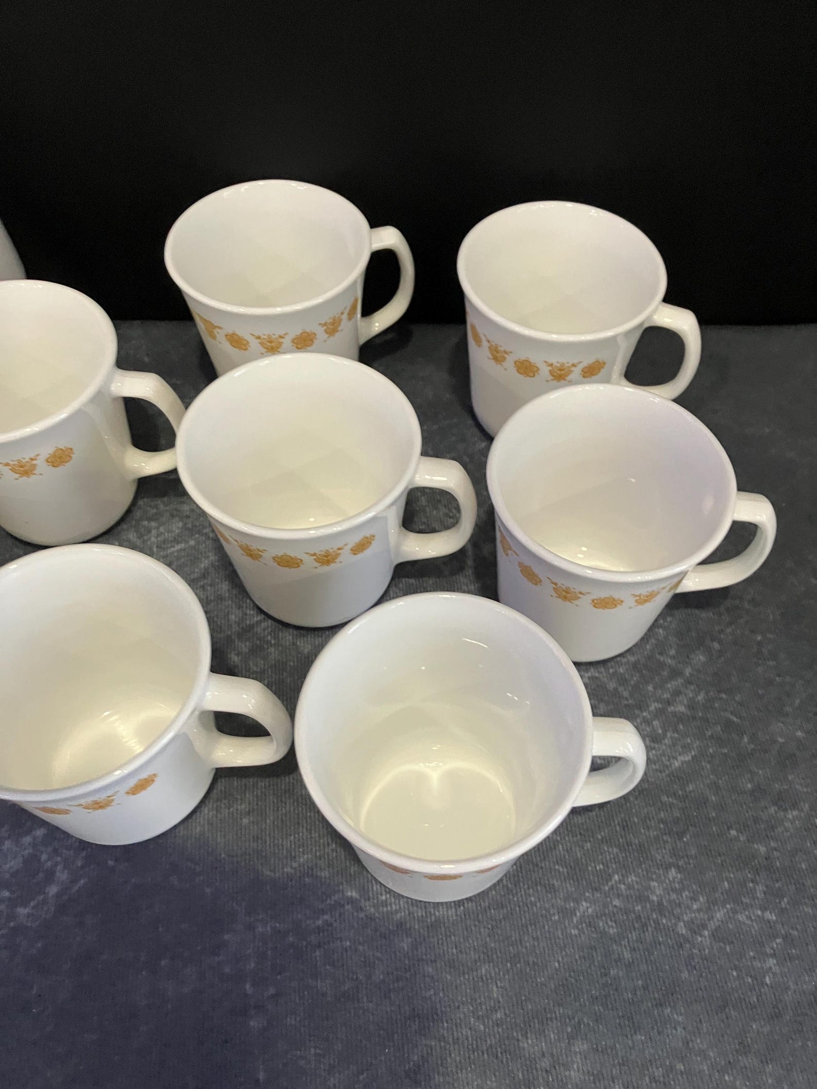 Vintage Corning USA Butterfly Gold Mugs, Set of 8, D-handle. Coffee ...