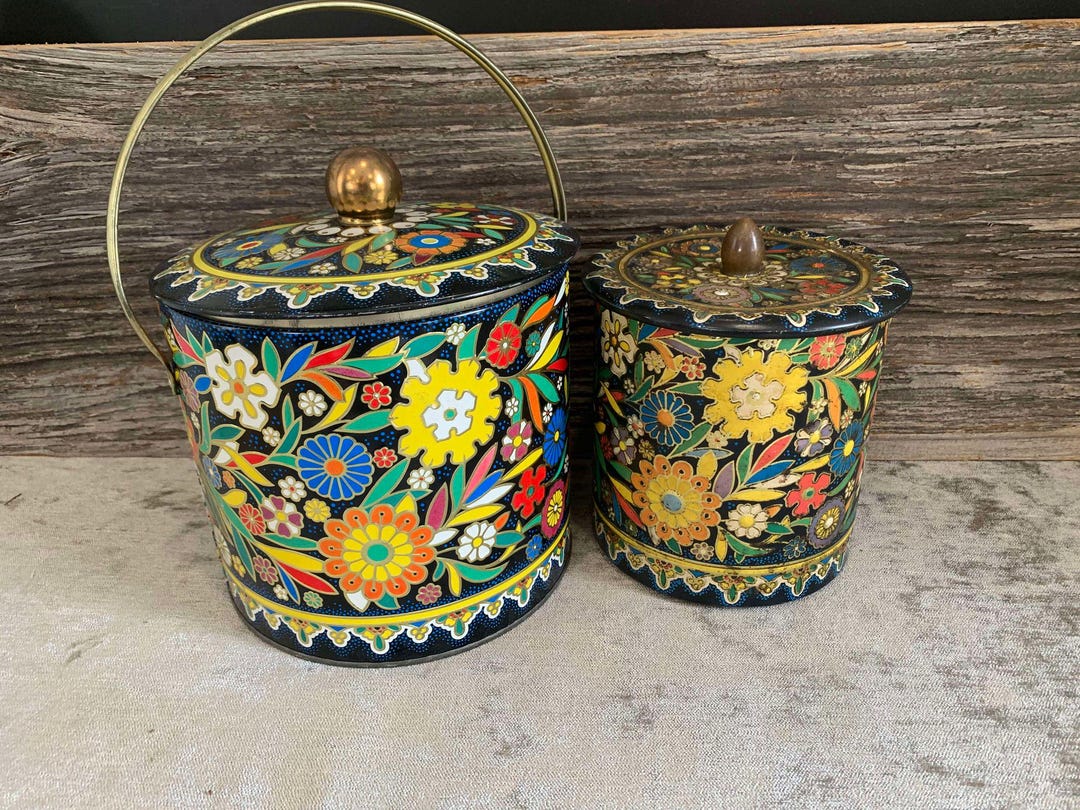 Set of Two Floral, MULTI COLORED Tins (made in England and Holland ...