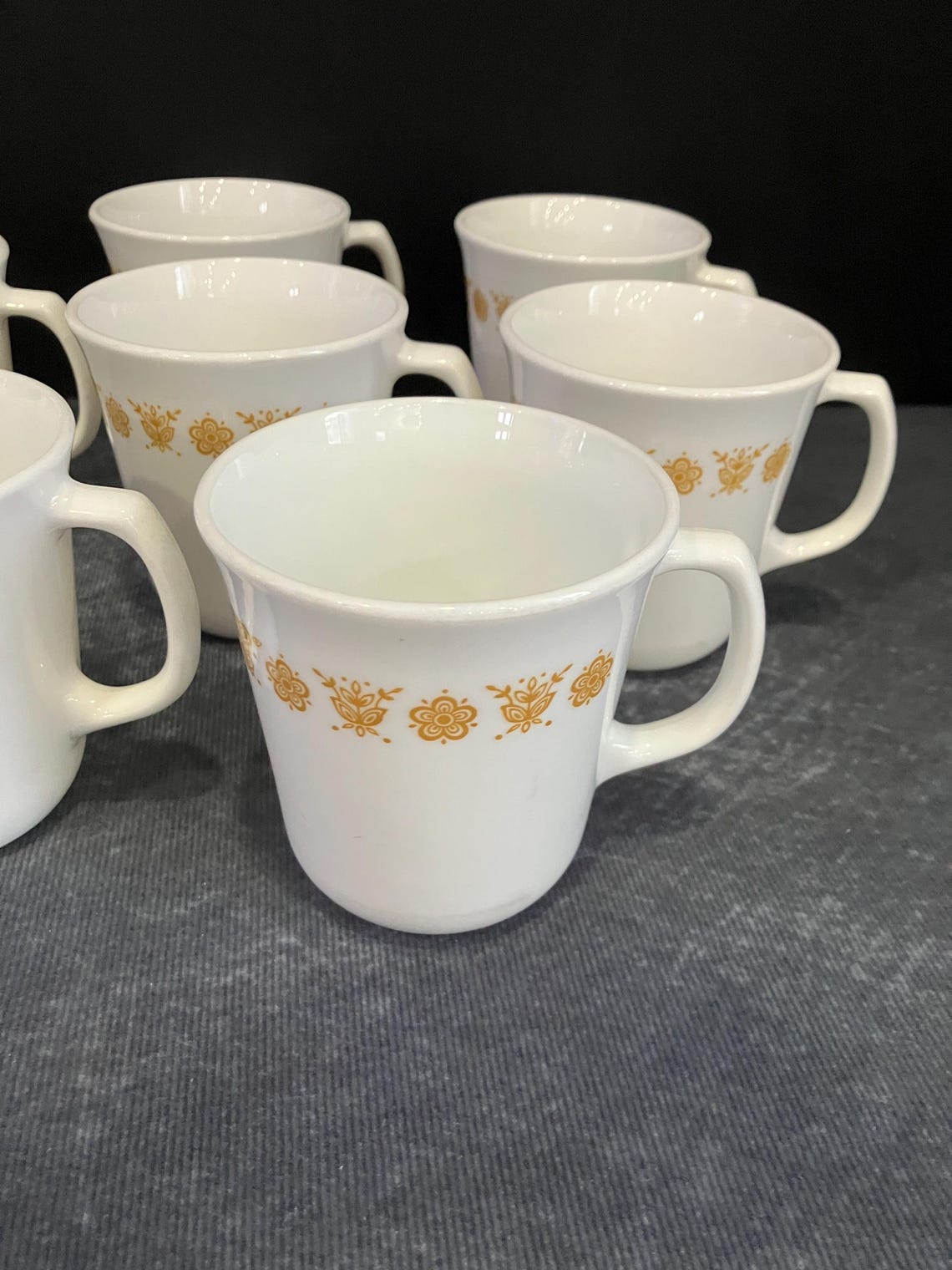 Vintage Corning USA Butterfly Gold Mugs, Set of 8, D-handle. Coffee ...