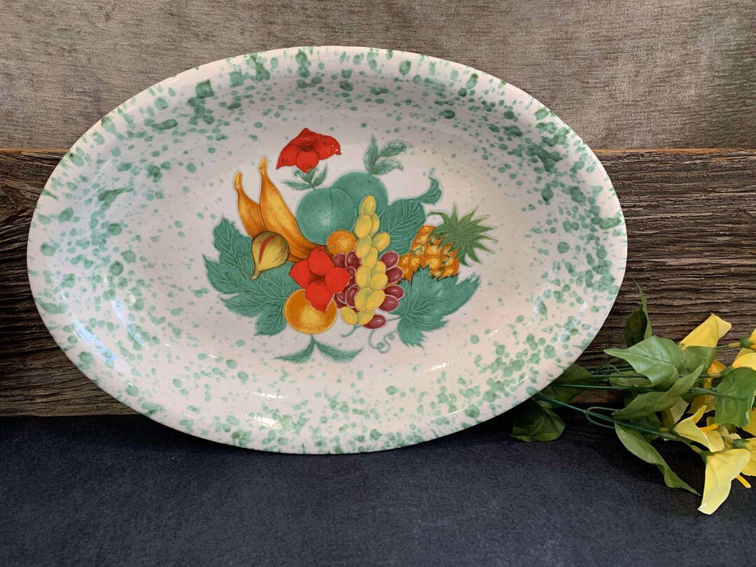 Stovit Large Oval Serving Tray With Fruit Great Condition Beautiful ...