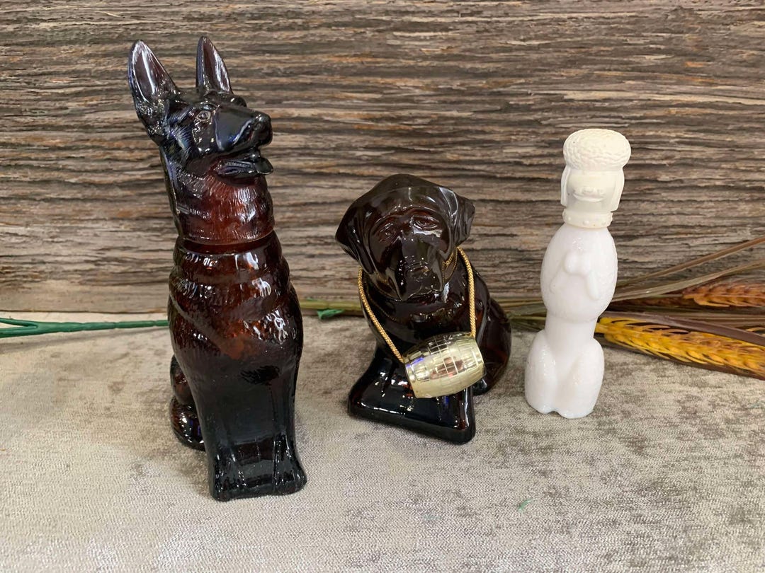 Set of 3 Dog Avon Aftershave Glass Bottles (empty), German Shepherd ...