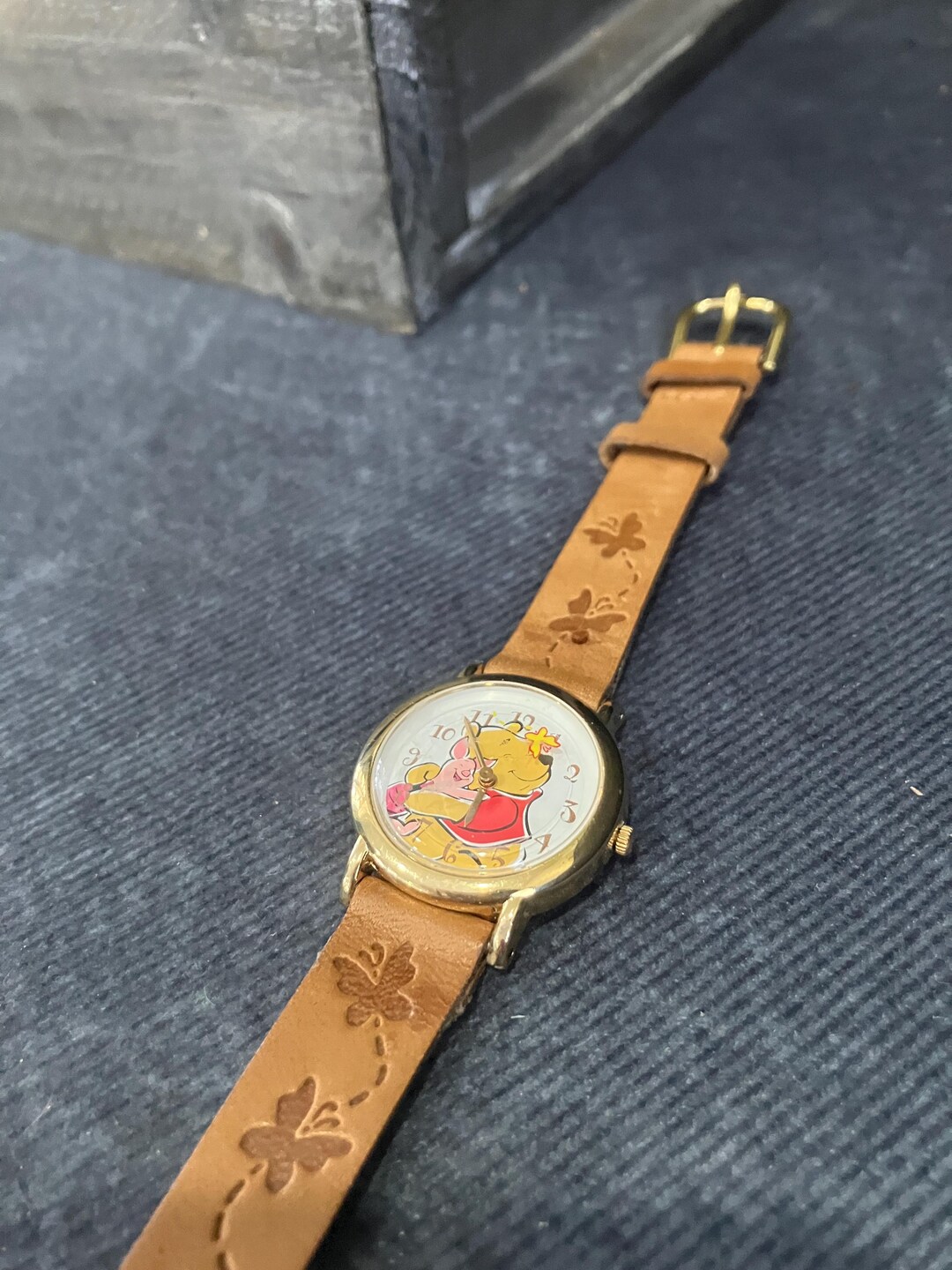 Vintage Timex Pooh Watch With Leather Band and Butterfly Second Hand ...