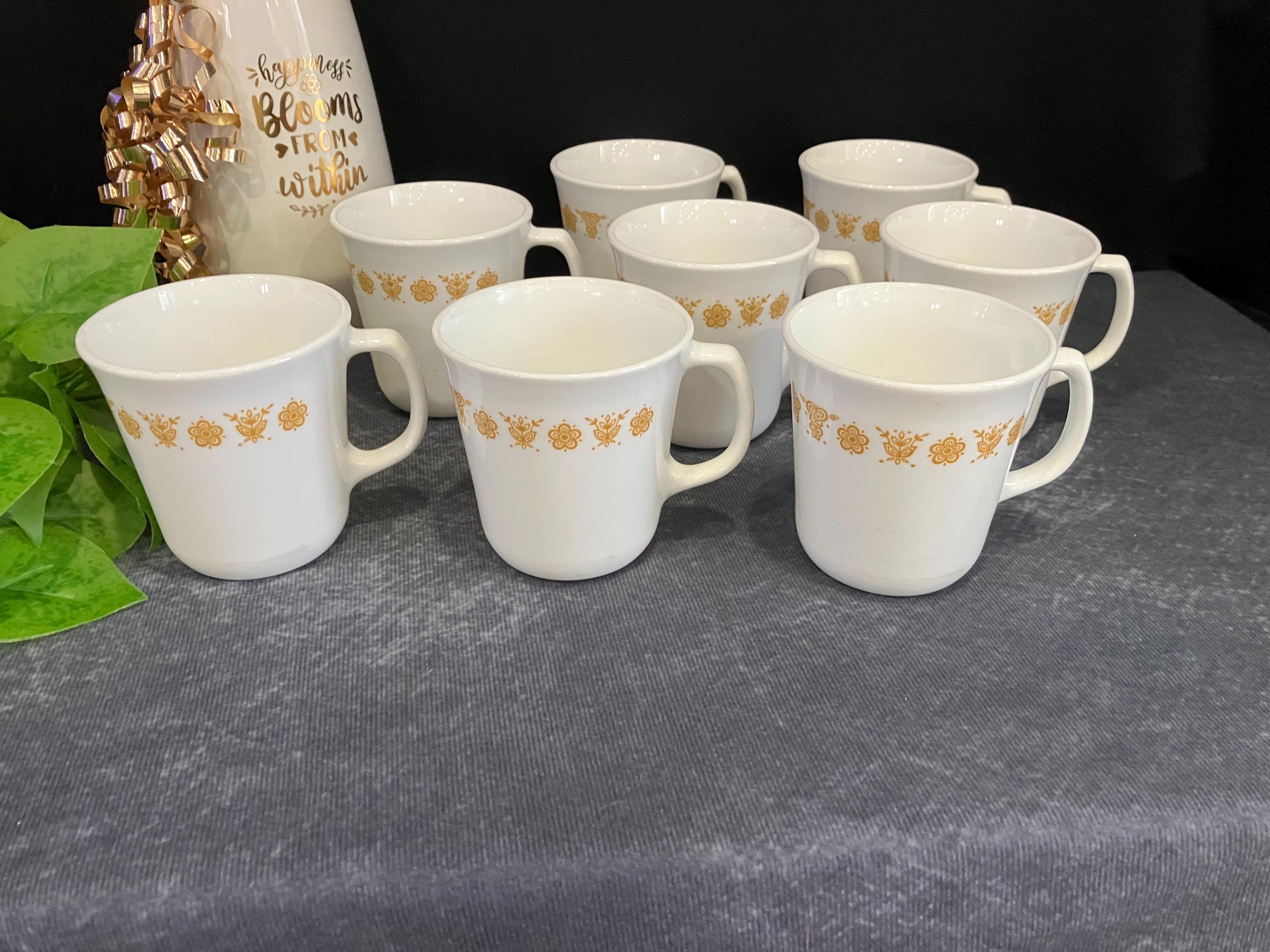Vintage Corning USA Butterfly Gold Mugs, Set of 8, D-handle. Coffee ...