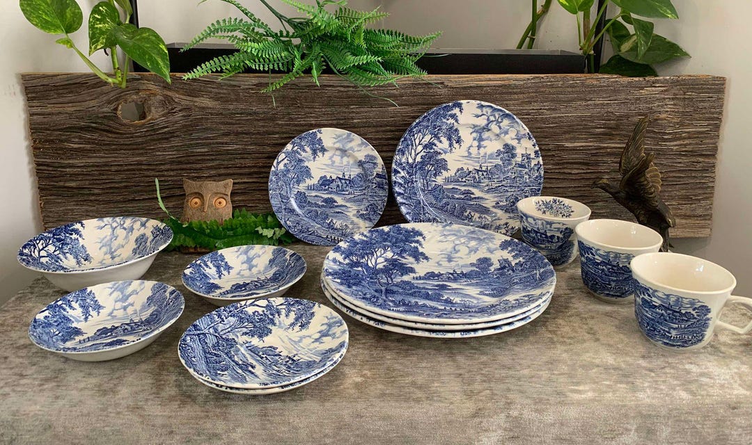 Ridgeway Ironstone China Set - Meadowsweet! Blue and White Dinnerware ...
