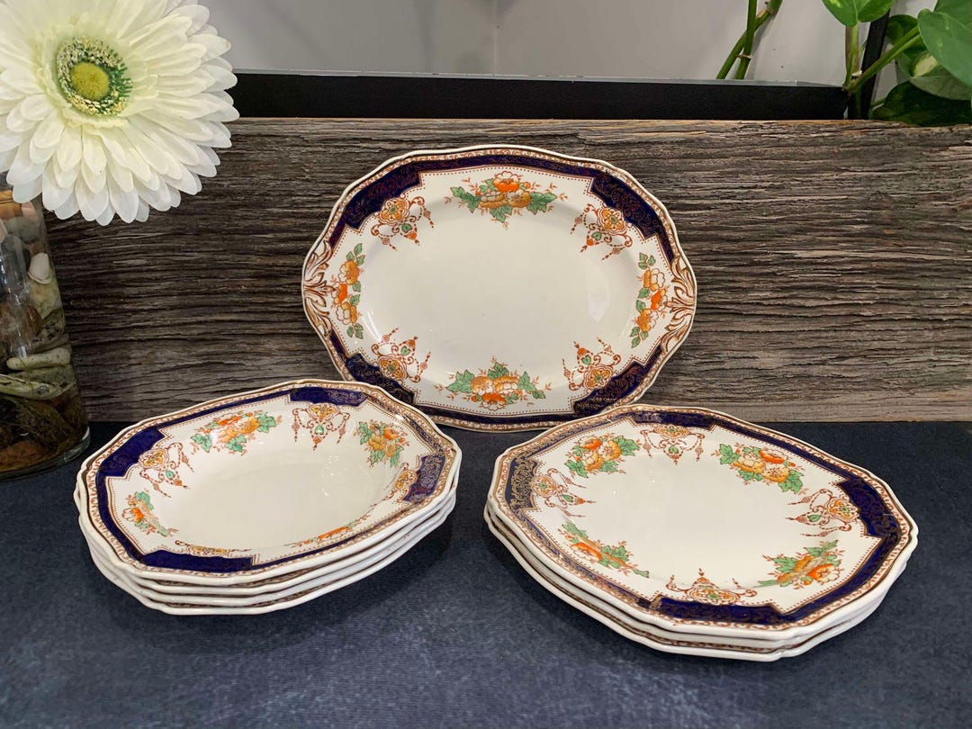 Set of 8 Royal Victoria Plates, Bowls, and Platter, Beautiful Colorful ...