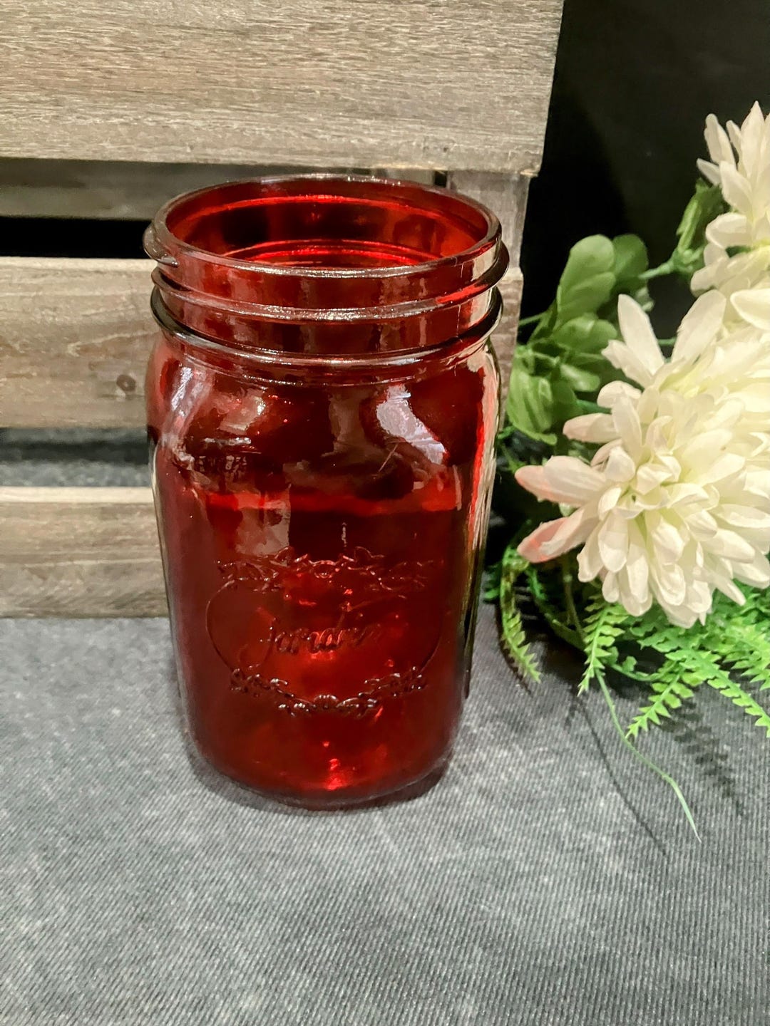 Vintage Mason Jars-large Red Mason Jar-jardin Mason Jar-holiday Decor ...