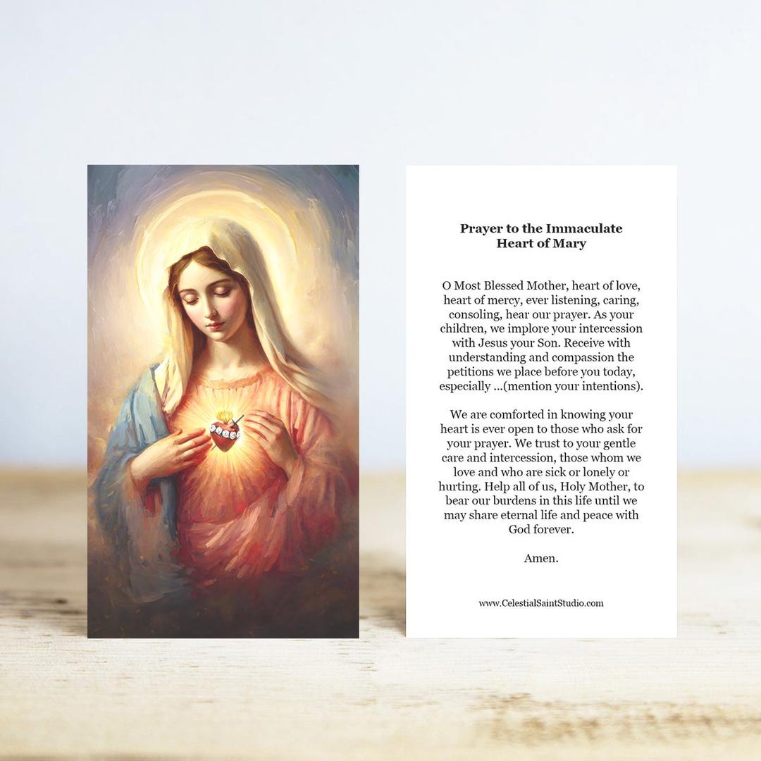 Immaculate Heart of Mary Prayer Cards | Wallet Size | 50, 100, 250, 500 ...