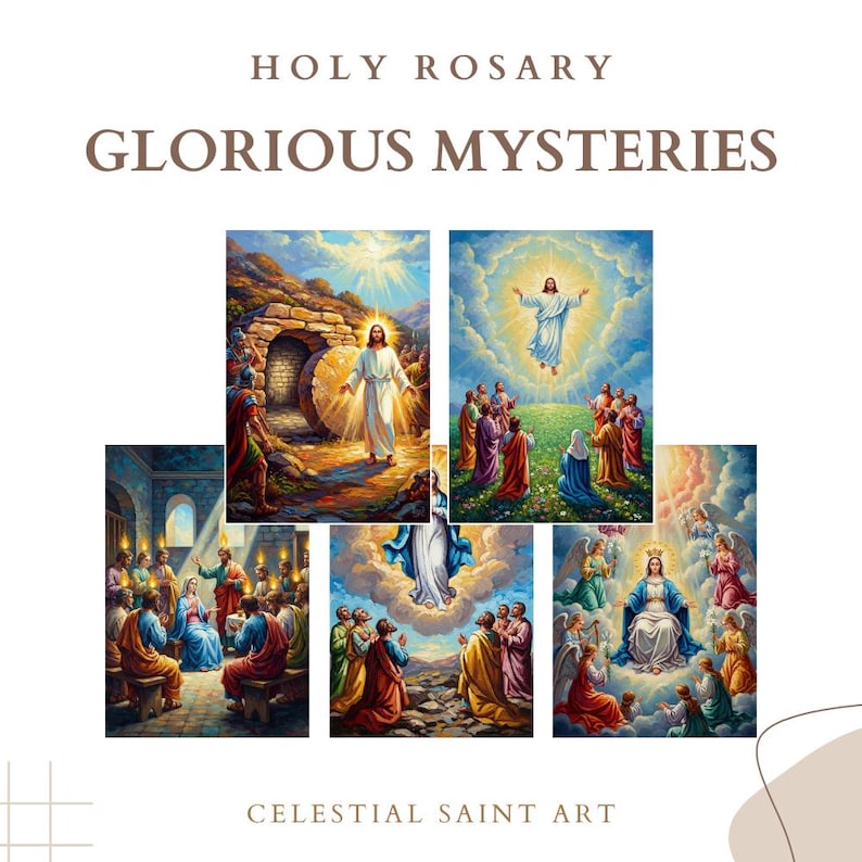 Glorious Mysteries of the Rosary - Digital Print Set | High Resolution ...