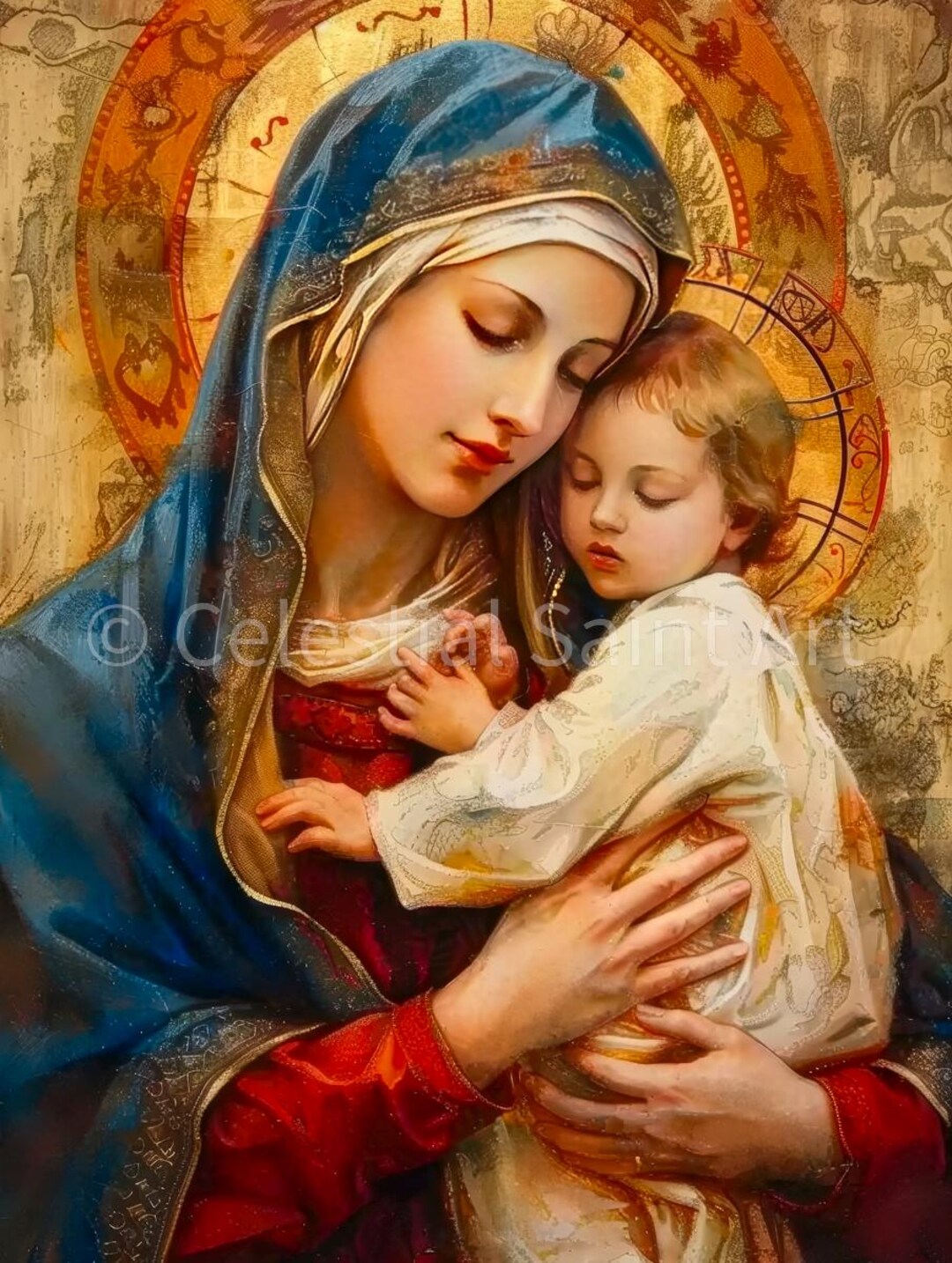 Mary Holding Jesus - Digital Print - Etsy