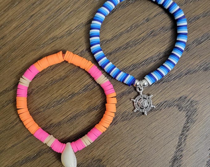 Nautical Themed Clay Bead Bracelet Set – Ocean-inspired Stretch ...
