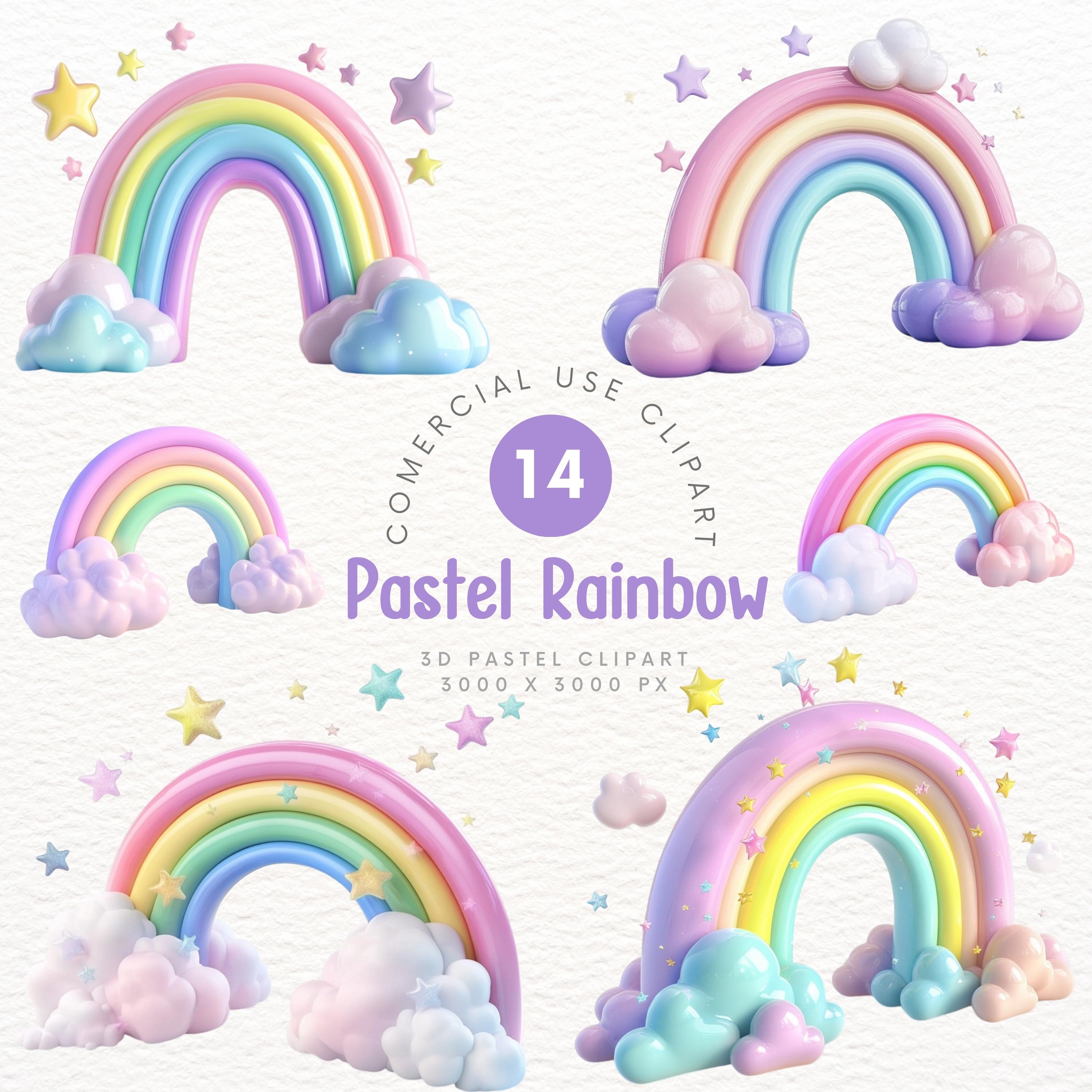 3D Pastel Rainbow Clipart - Sprinkle Your Projects With a Touch of ...