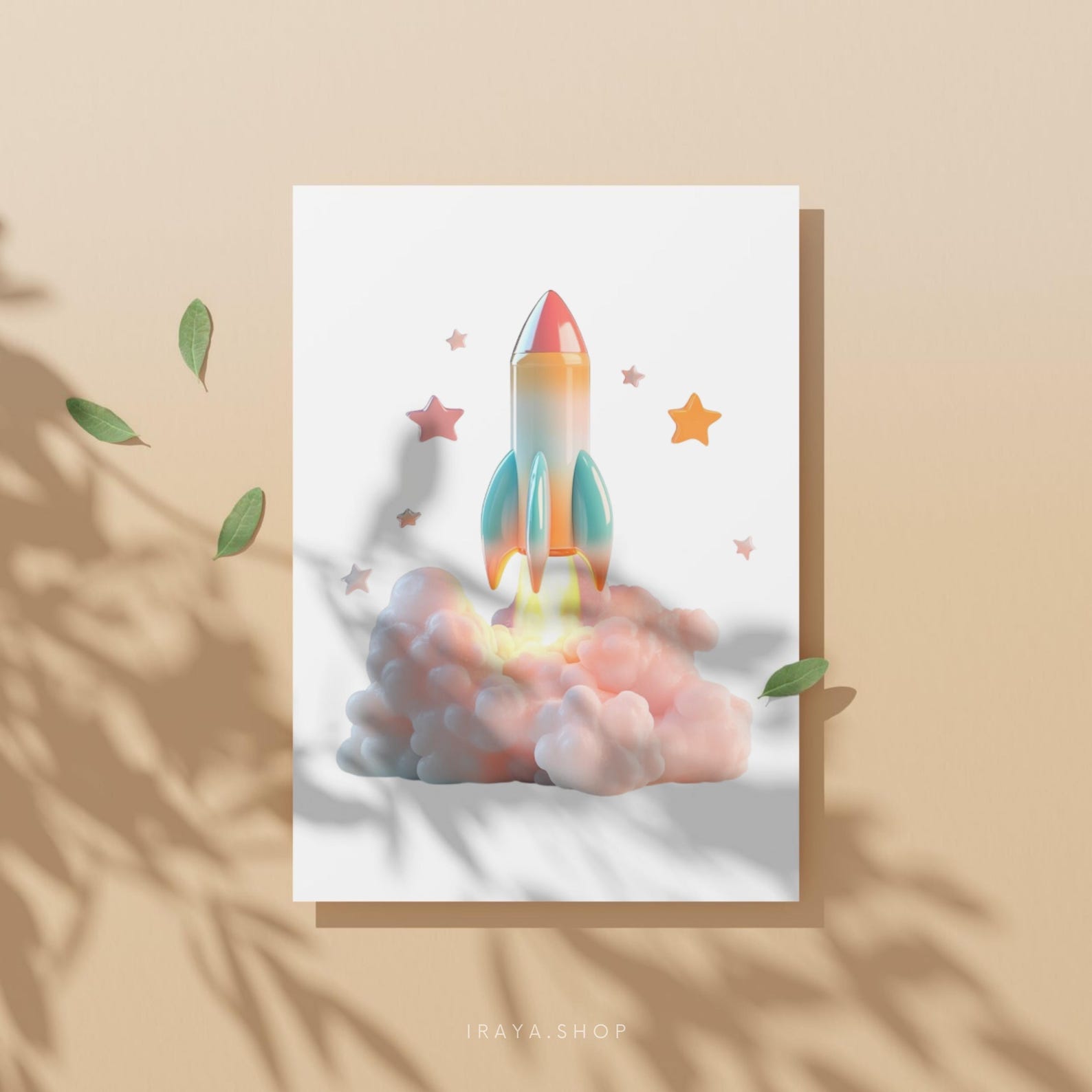 3D Pastel Rocket Clipart – Cute and Whimsical Space Adventure ...