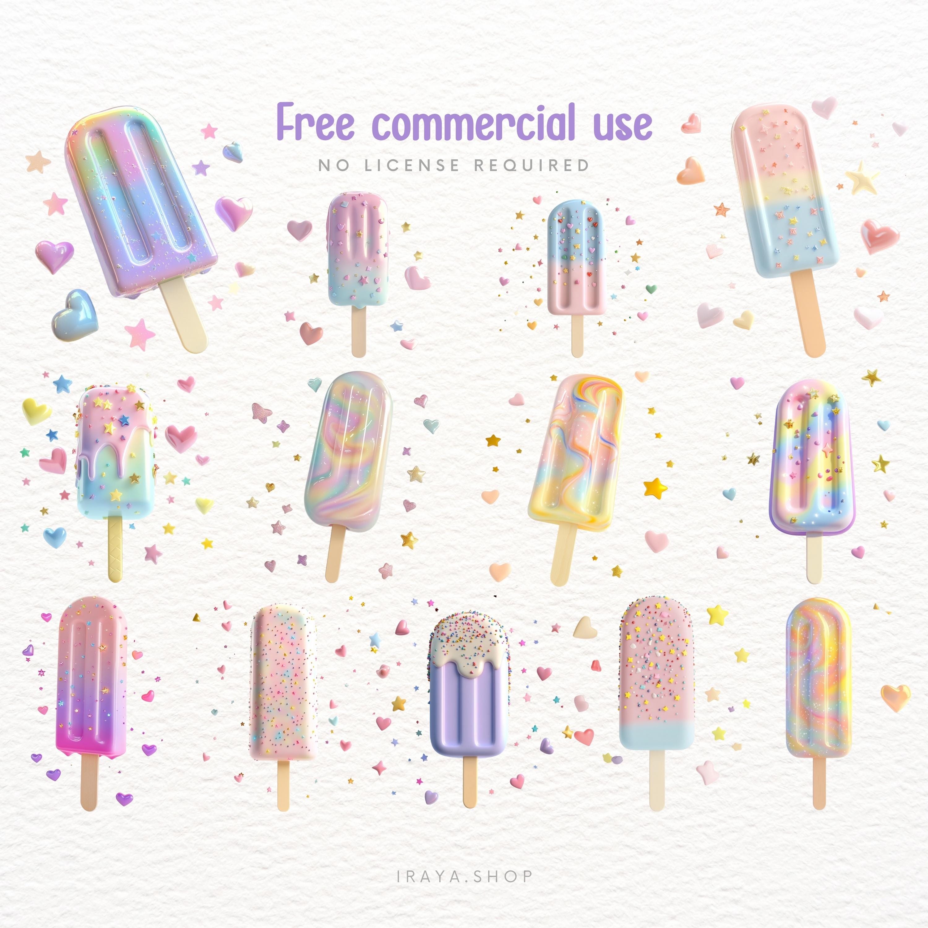 Cute 3D Pastel Popsicle Clipart – Kawaii Ice Cream Digital Art With ...