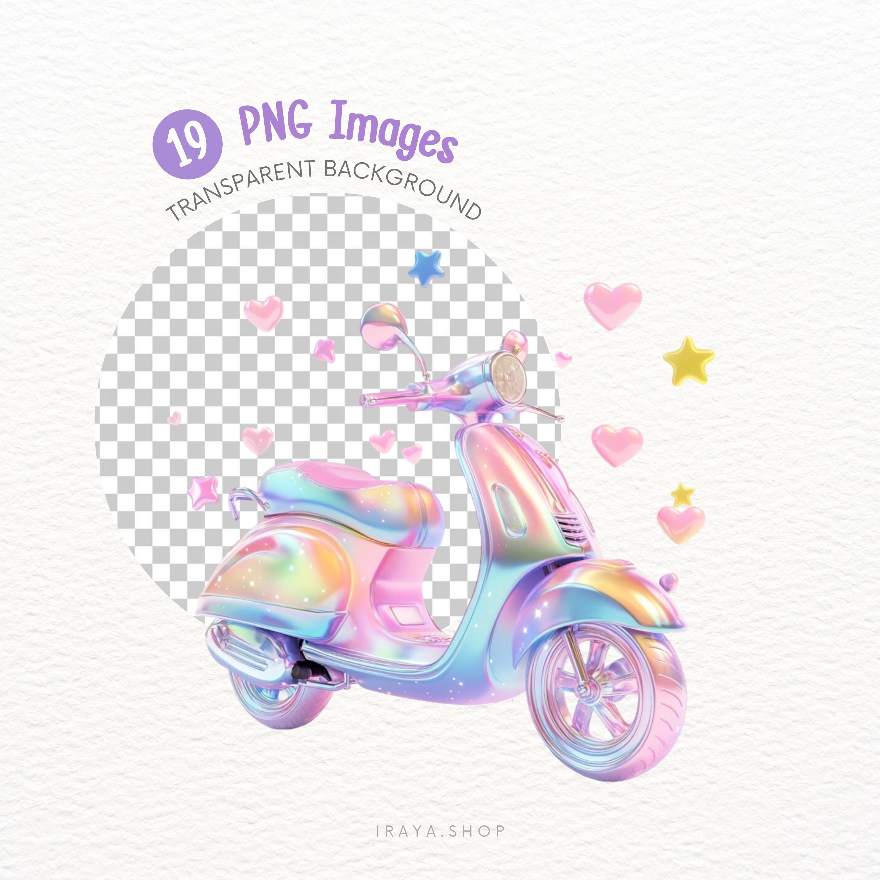 3D Pastel Motorcycle Clipart – Cute Kawaii Motorbike Digital Art ...