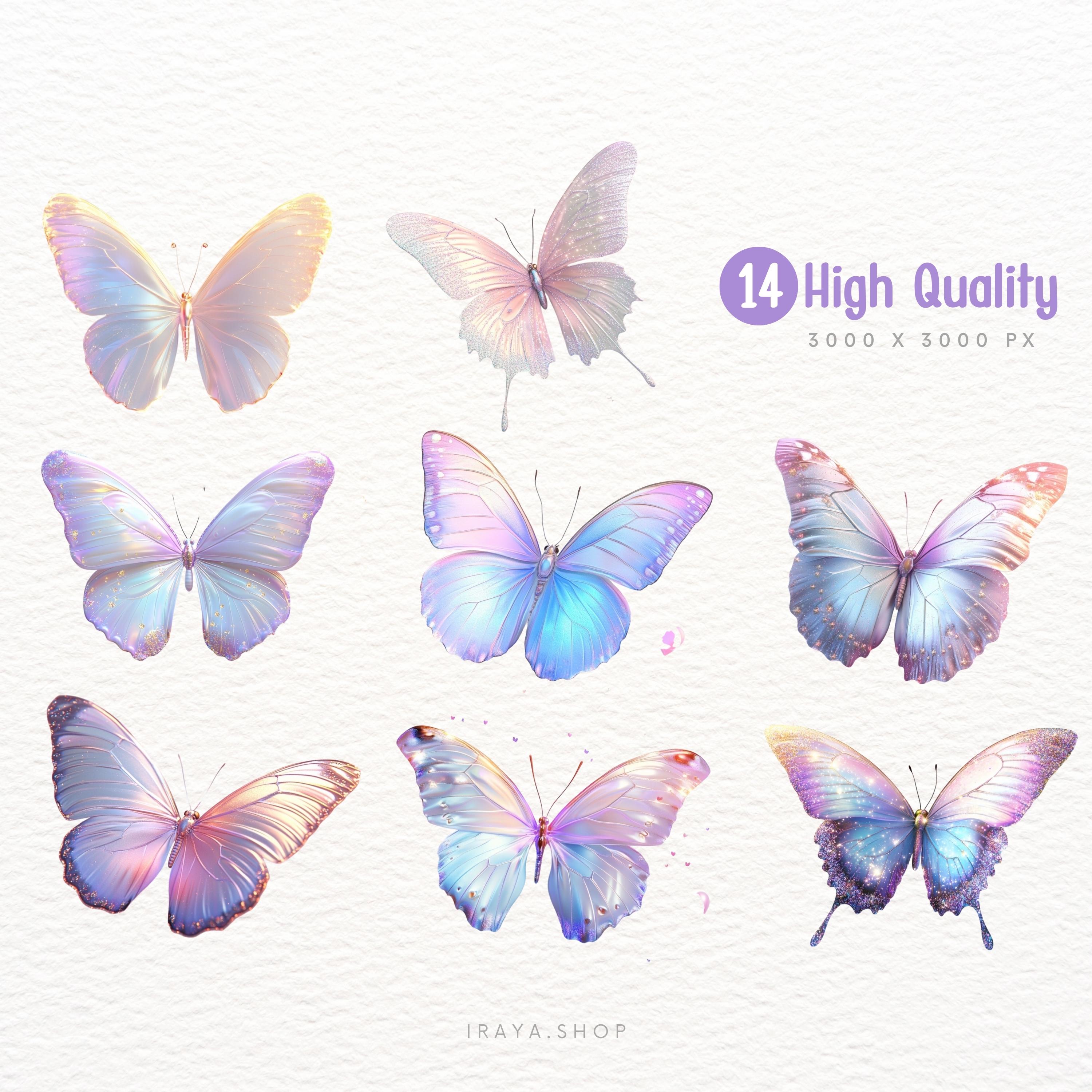 3D Pastel Butterfly Clipart - Cute and Whimsical Butterflies Decoration ...