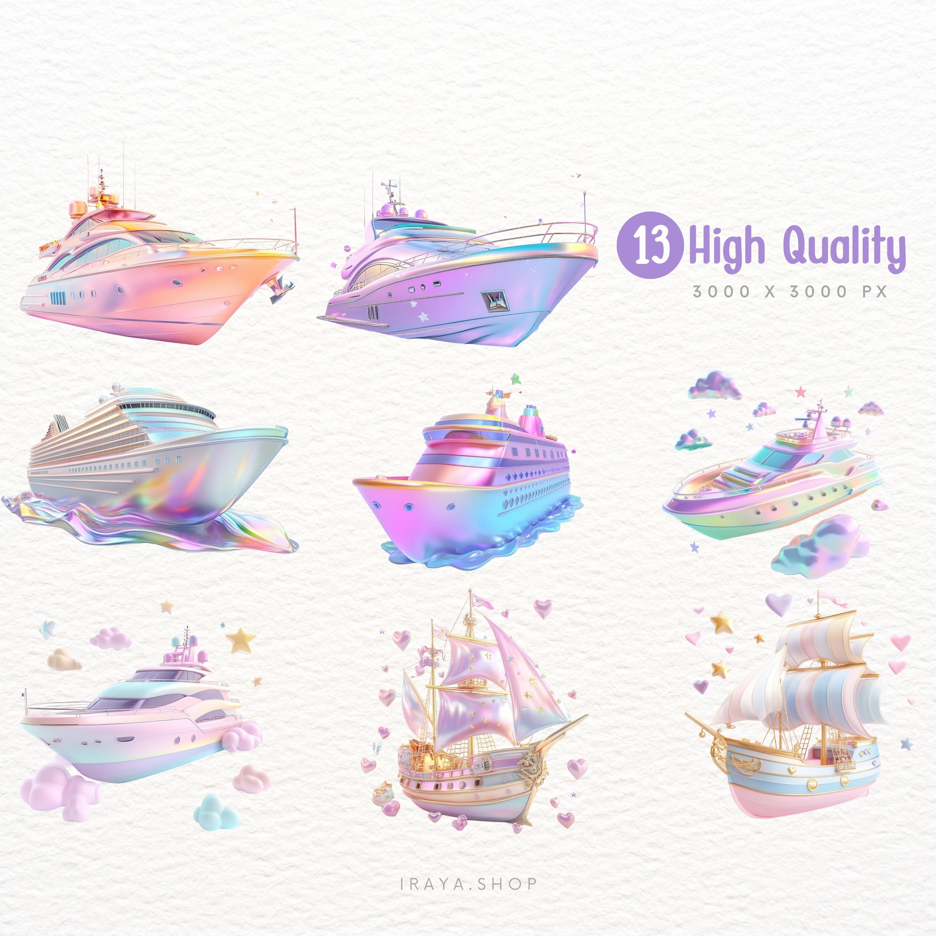 3D Pastel Boats Clipart - Cute and Whimsical Variety of Ships ...