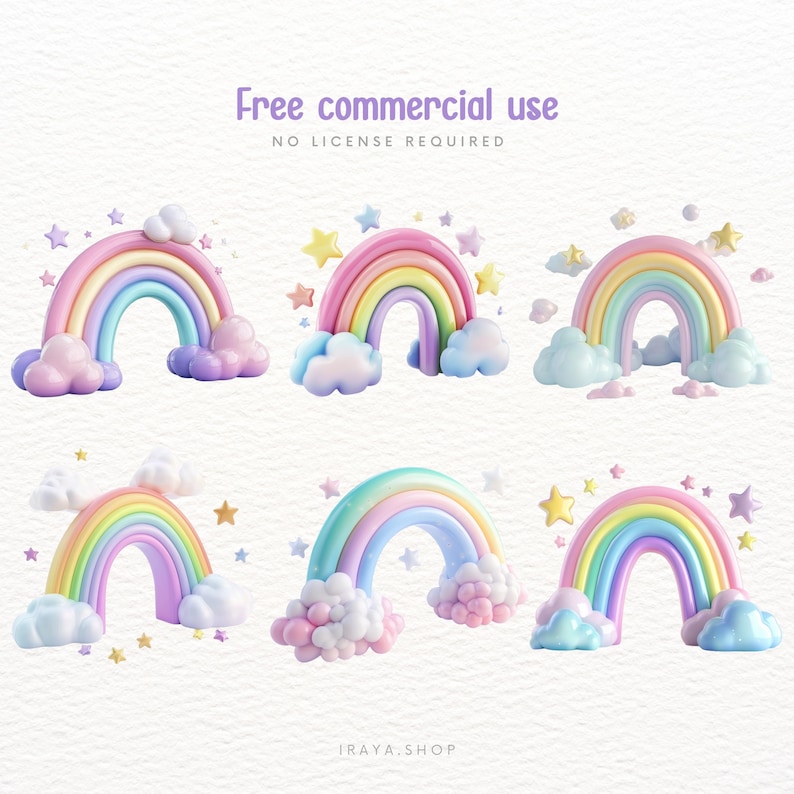 3D Pastel Rainbow Clipart - Sprinkle Your Projects With a Touch of ...