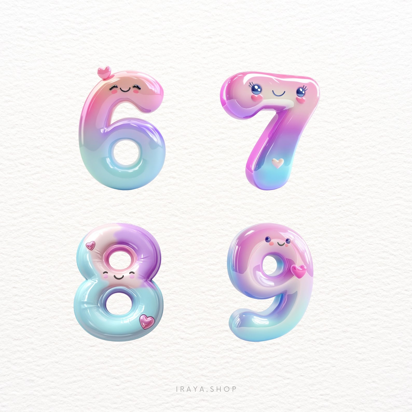 3D Cute Pastel Alphabet Clipart - Kawaii Letters and Numbers Set ...