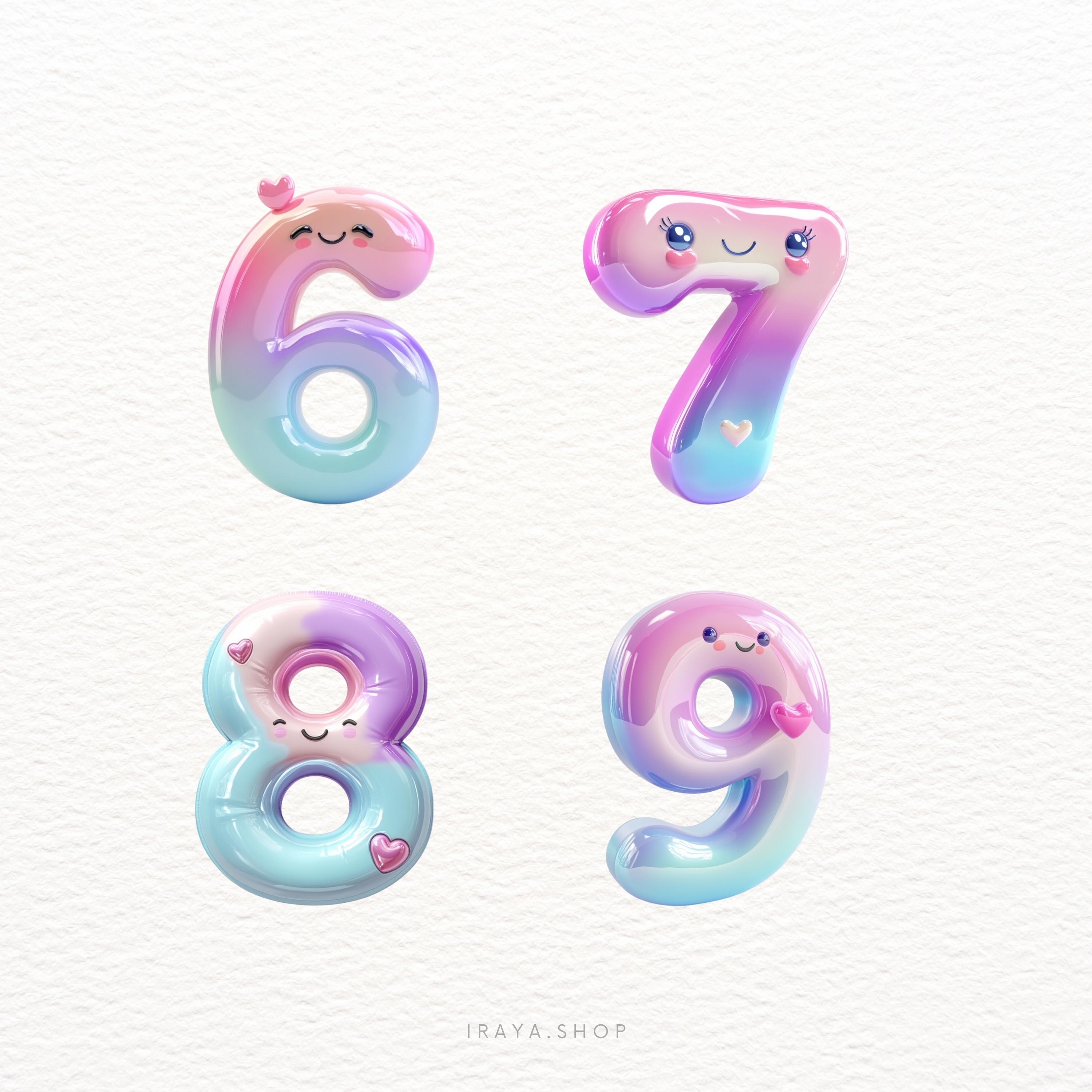 3D Cute Pastel Alphabet Clipart - Kawaii Letters and Numbers Set ...
