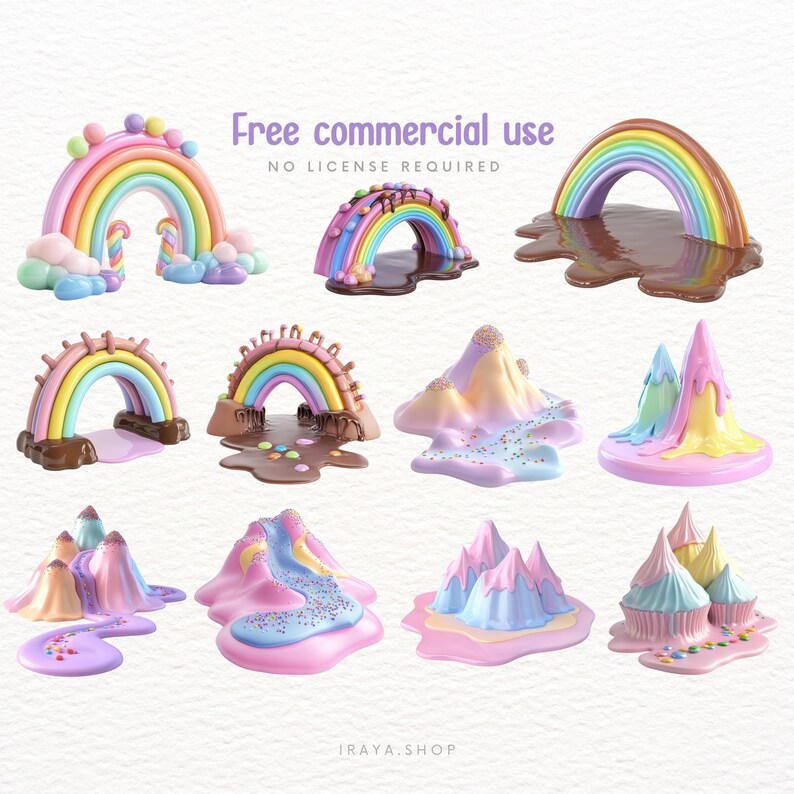 3D Pastel Candy Amusement Park Clipart – Magical Sweet Treat Adventure ...