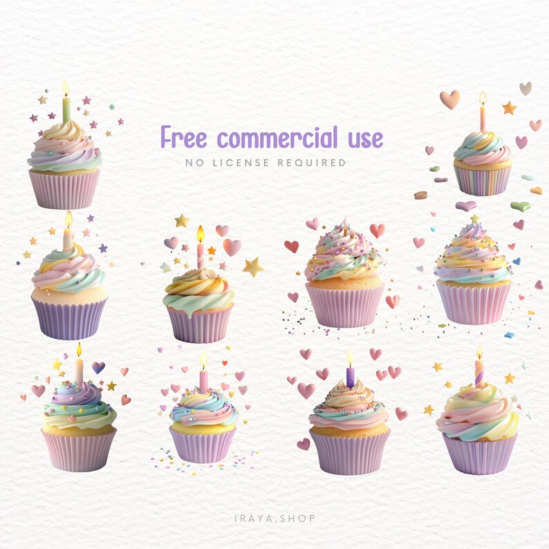 3D Pastel Cupcake Clipart - Cute and Whimsical Dessert With Cherry ...
