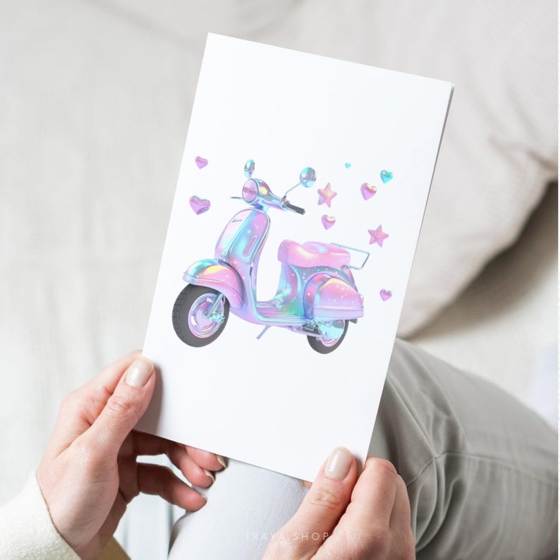 3D Pastel Motorcycle Clipart – Cute Kawaii Motorbike Digital Art ...