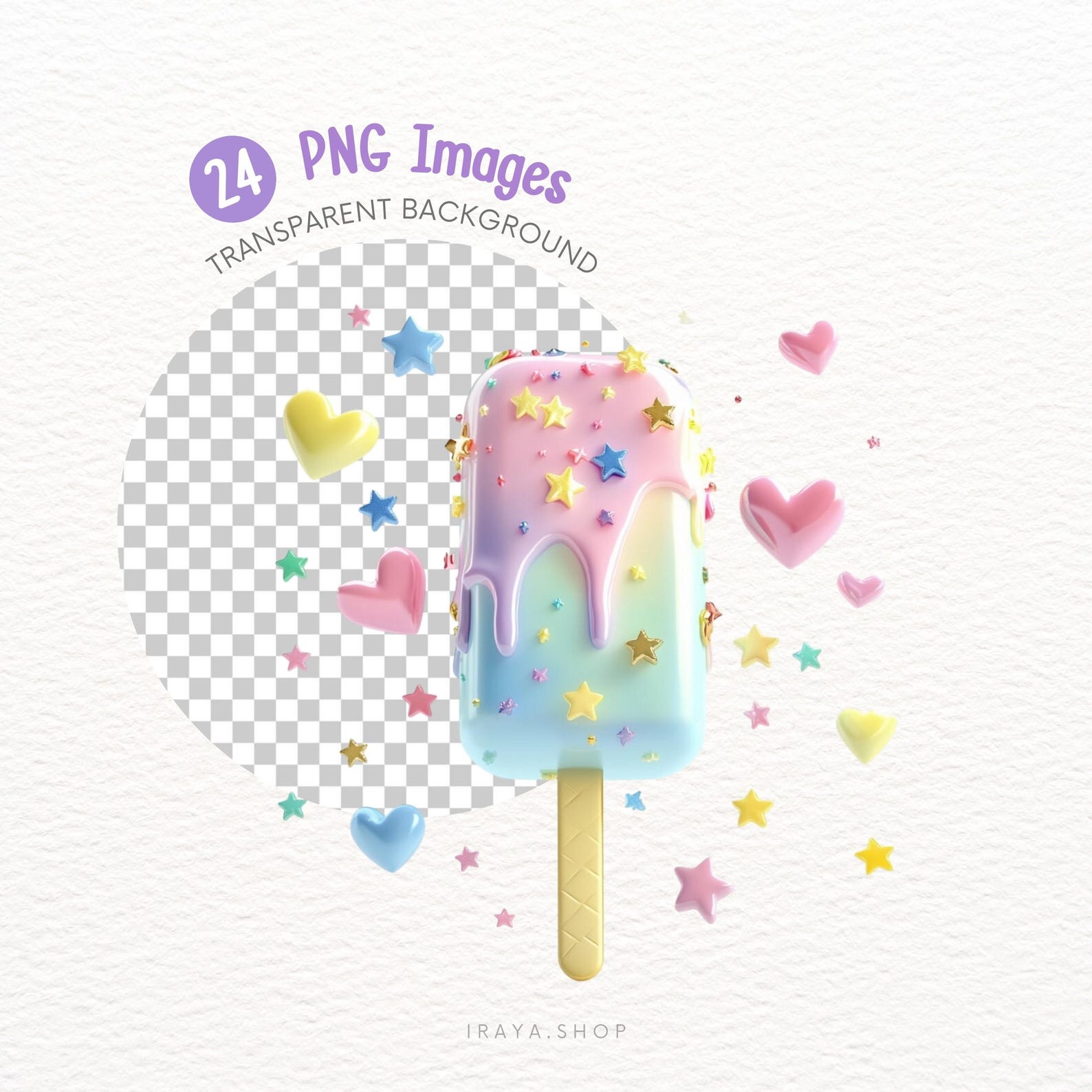 Cute 3D Pastel Popsicle Clipart – Kawaii Ice Cream Digital Art With ...