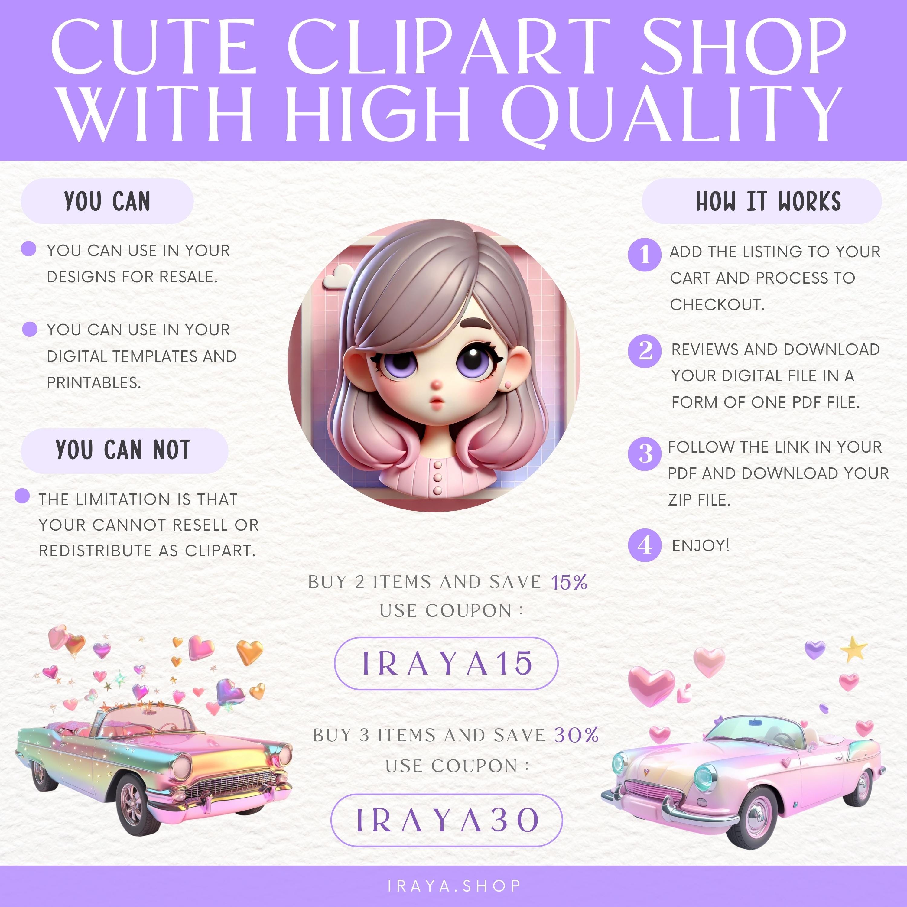 3D Pastel Car Clipart – Cute Kawaii Sedan Digital Art Decoration ...