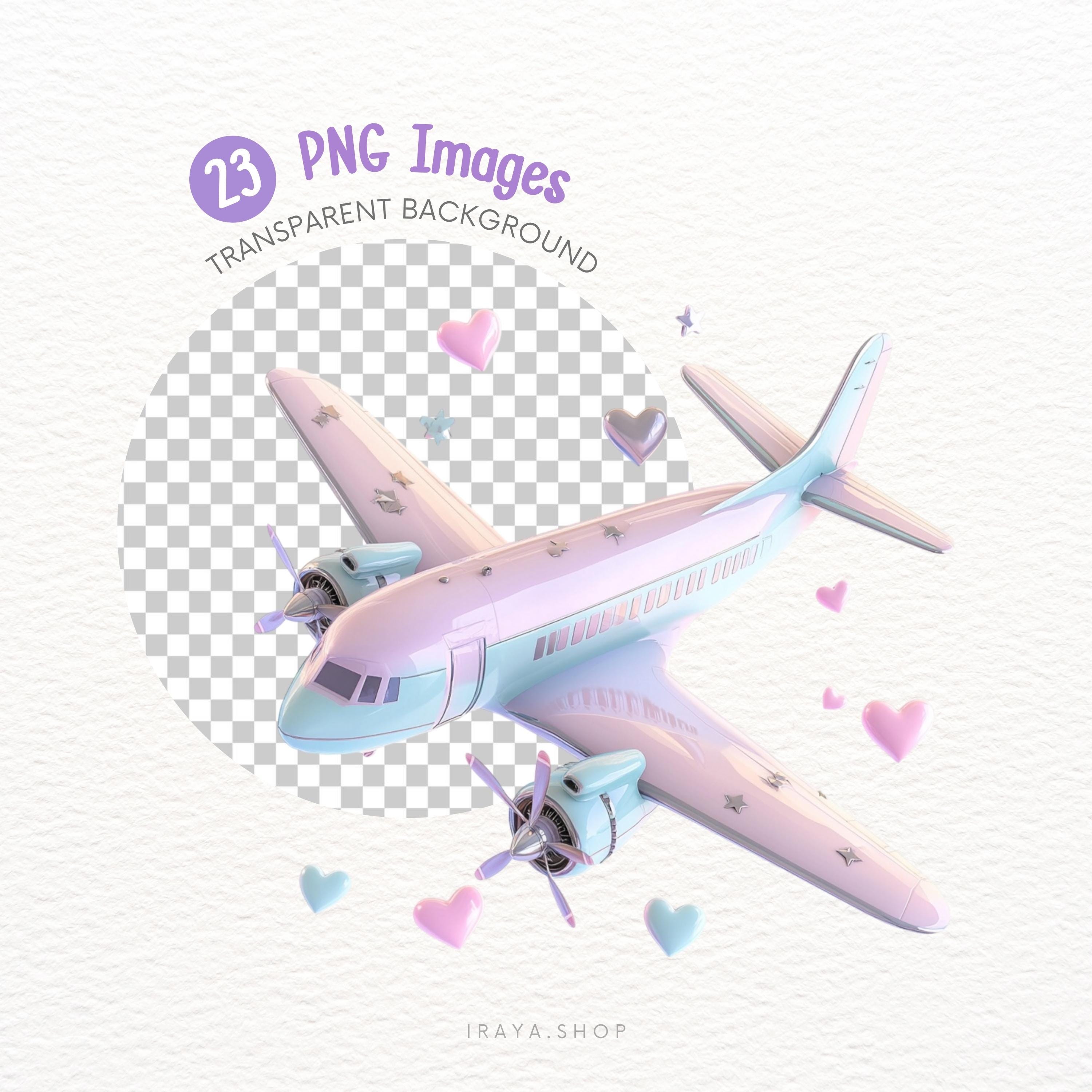 3D Pastel Airplane Clipart – Cute Kawaii Plane Digital Art Decoration ...