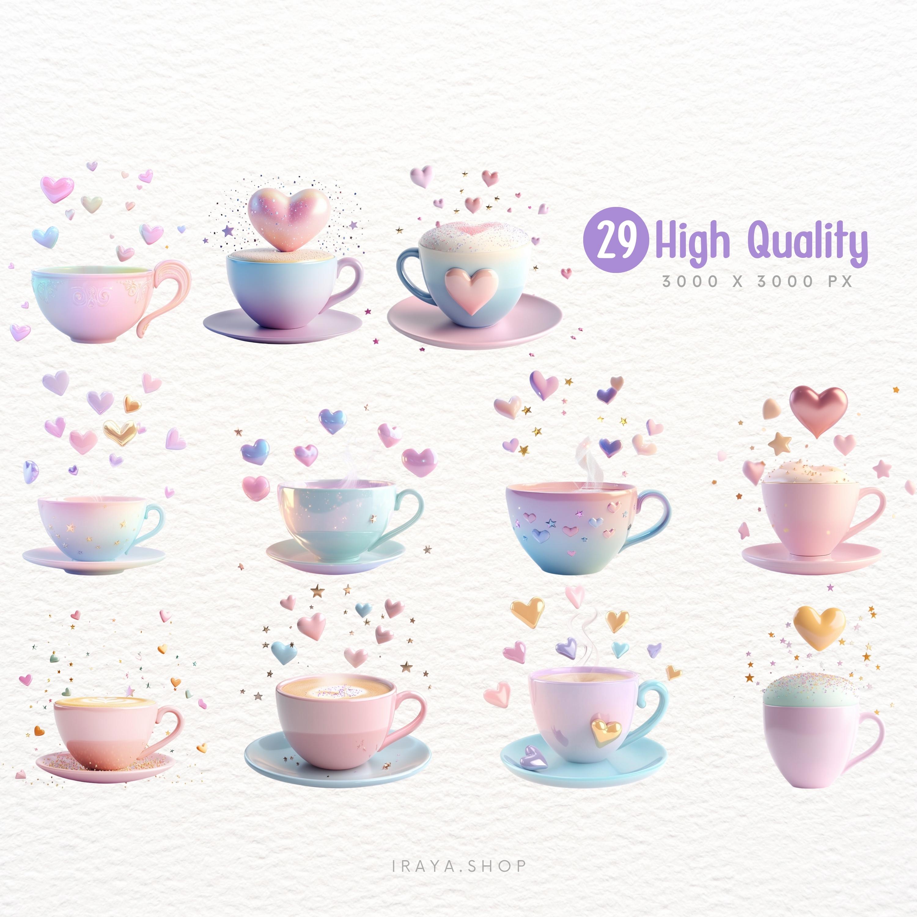 3D Pastel Coffee Cup Clipart – Cute Kawaii Coffee Mug Digital Art ...