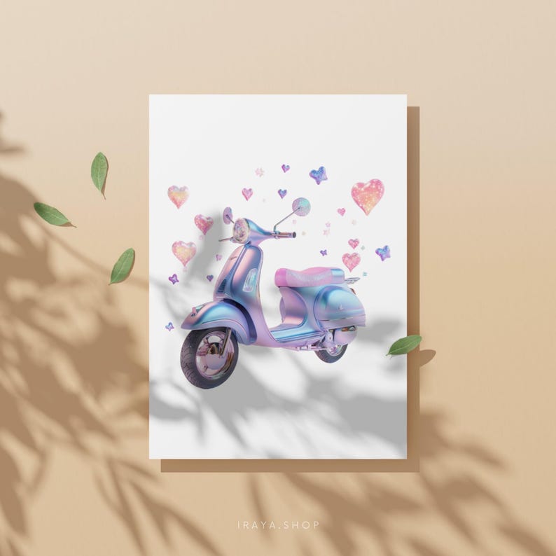 3D Pastel Motorcycle Clipart – Cute Kawaii Motorbike Digital Art ...