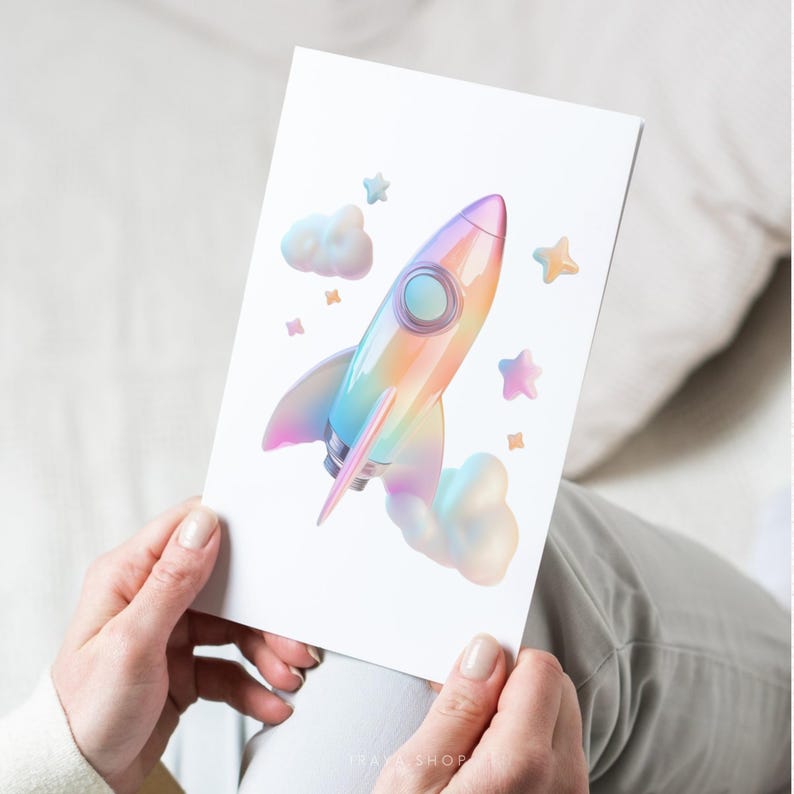 3D Pastel Rocket Clipart – Cute and Whimsical Space Adventure ...