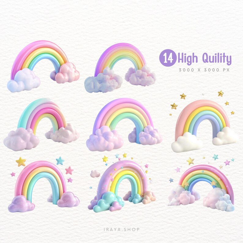 3D Pastel Rainbow Clipart - Sprinkle Your Projects With a Touch of ...