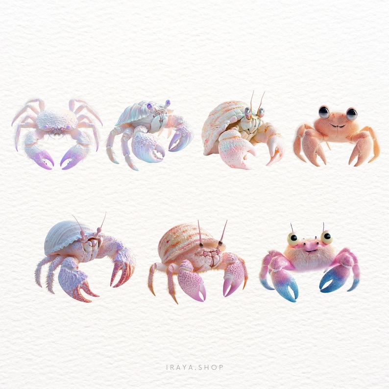 3D Pastel Sea Creatures Clipart - Cute and Whimsical Ocean Animals ...