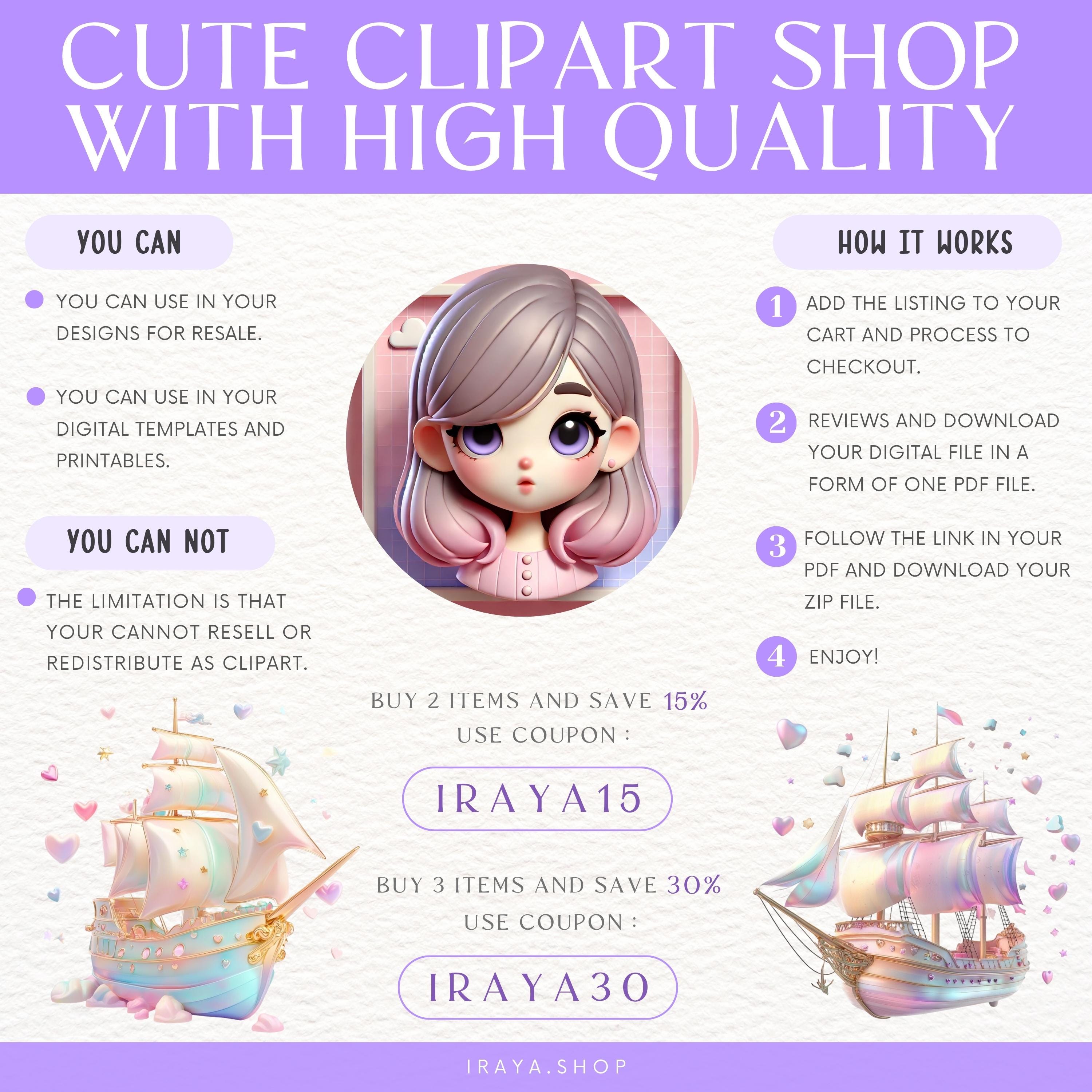 3D Pastel Boats Clipart - Cute and Whimsical Variety of Ships ...