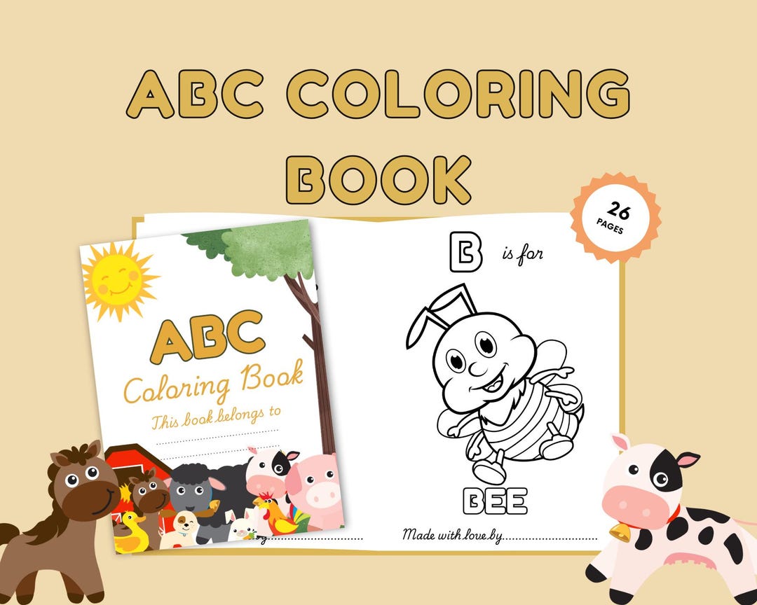 ABC Coloring Book, Baby Shower Activity, First ABC Book, Coloring Pages ...
