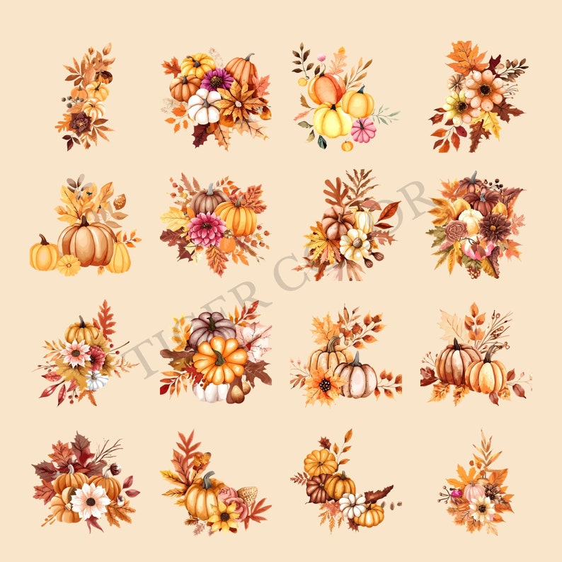 Autumn Clipart, Watercolor Clipart, Thanksgiving Clipart, Fall Clipart ...