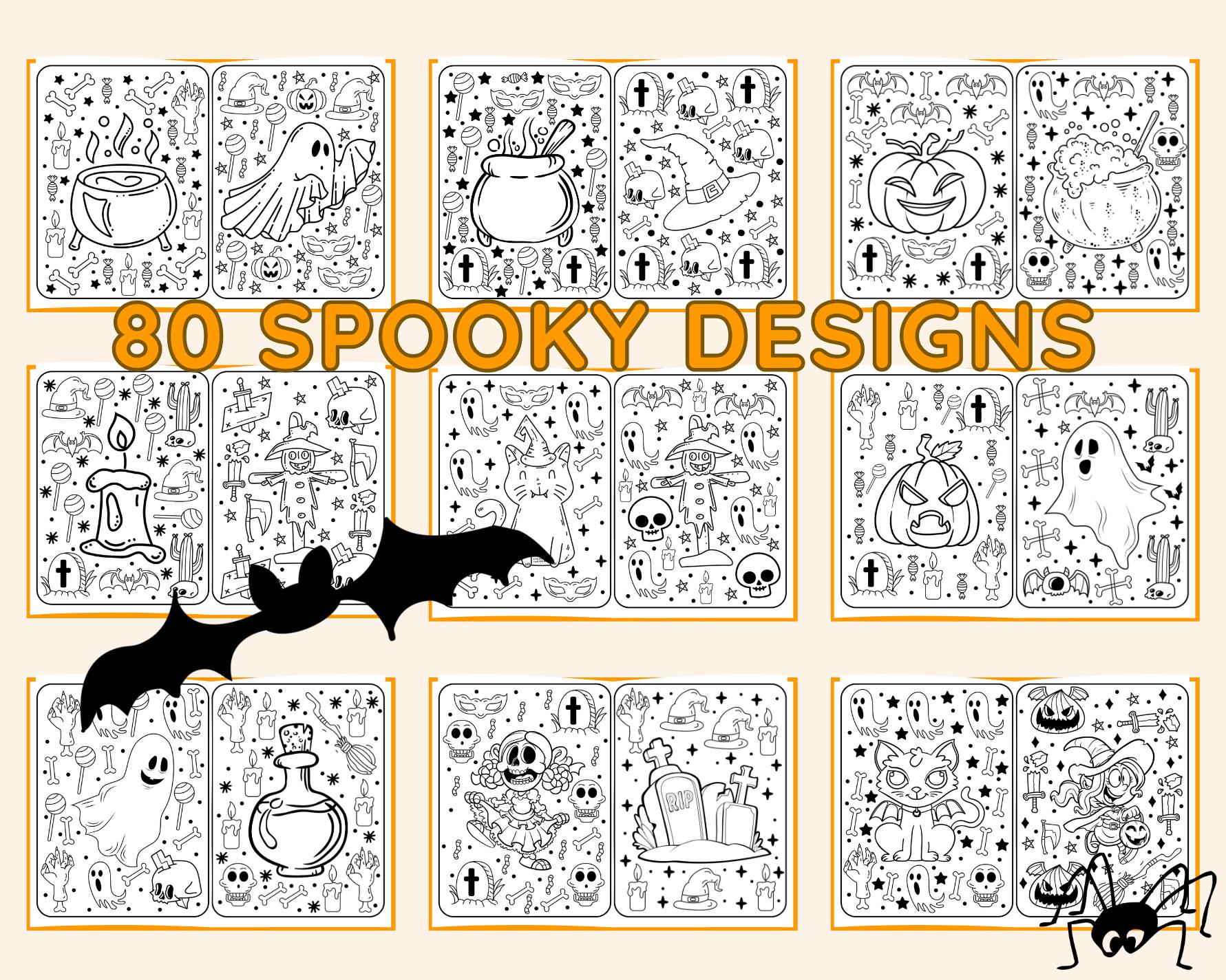 Halloween Coloring Pages for Kids - Printable Bundle of 80 Fun and ...