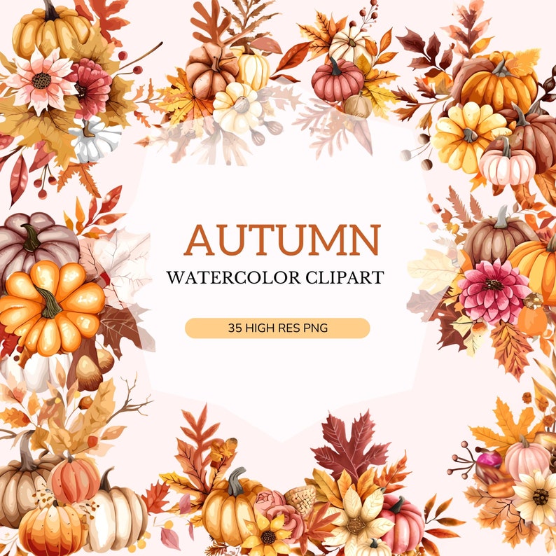 Autumn Clipart, Watercolor Clipart, Thanksgiving Clipart, Fall Clipart ...